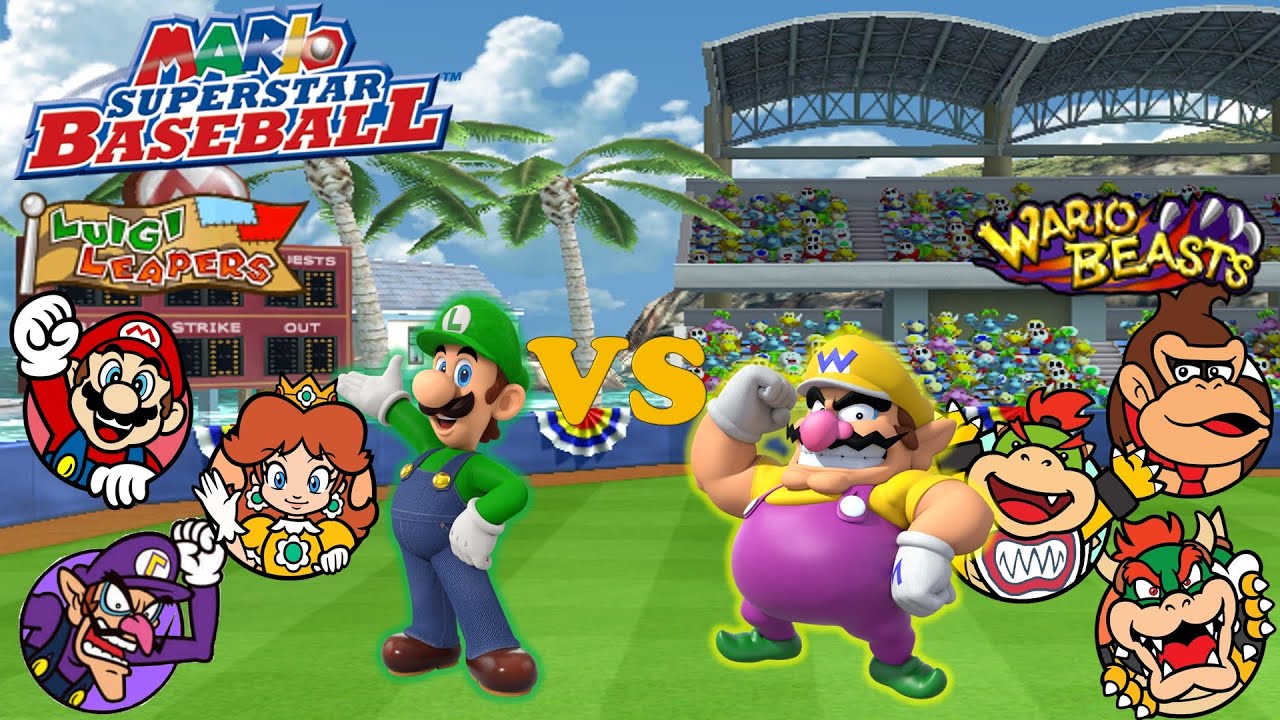 Mario Superstar Baseball - Luigi Leapers vs Wario Beasts - Mario ...