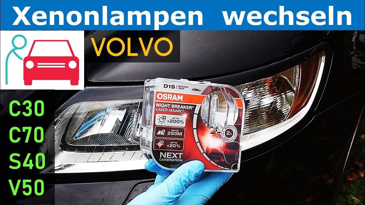 Xenonlampen wechseln beim Volvo V50, S40, C30, C70 - YouTube