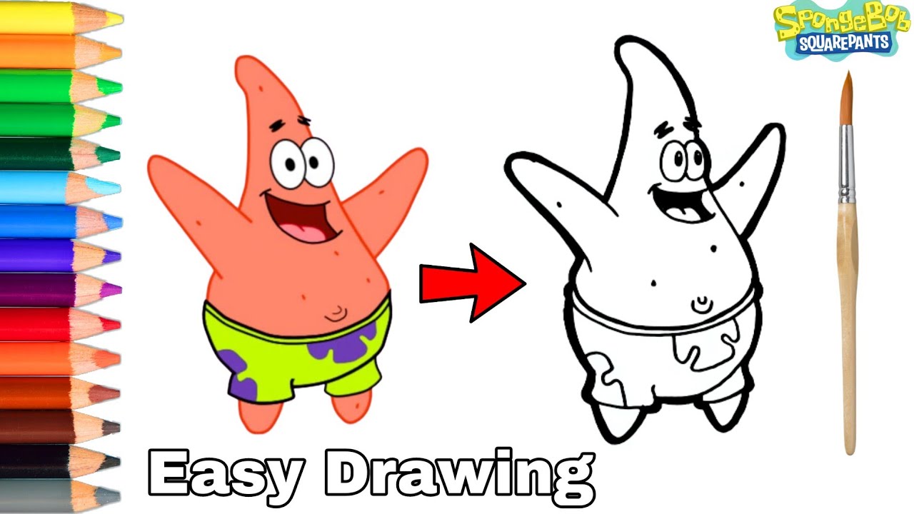 how to draw patrick star for kids - YouTube