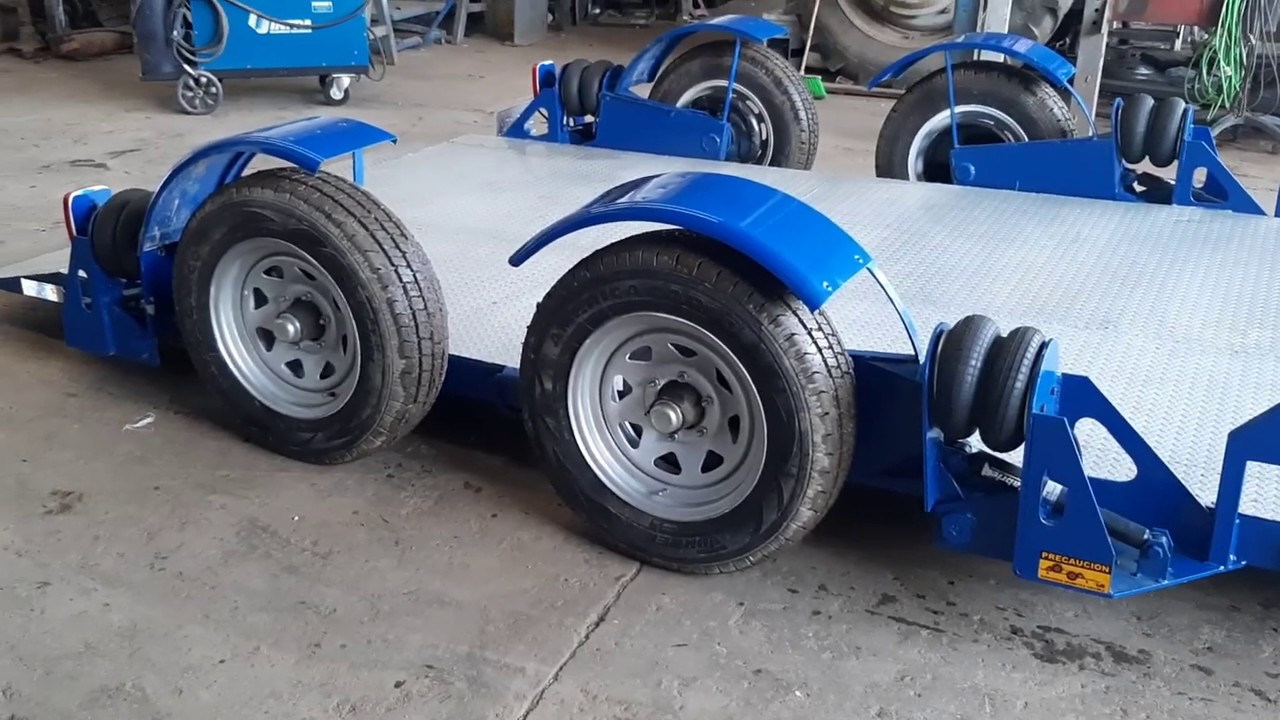 REMOLQUE DE SUSPENSION NEUMATICA ABATIBLE - YouTube