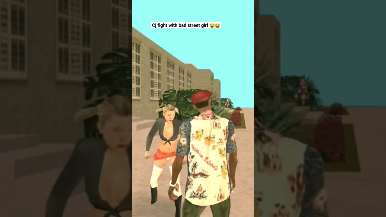 Cj fight with bad street girl 😂😂 #shorts #short #gaming #games #gta # ...