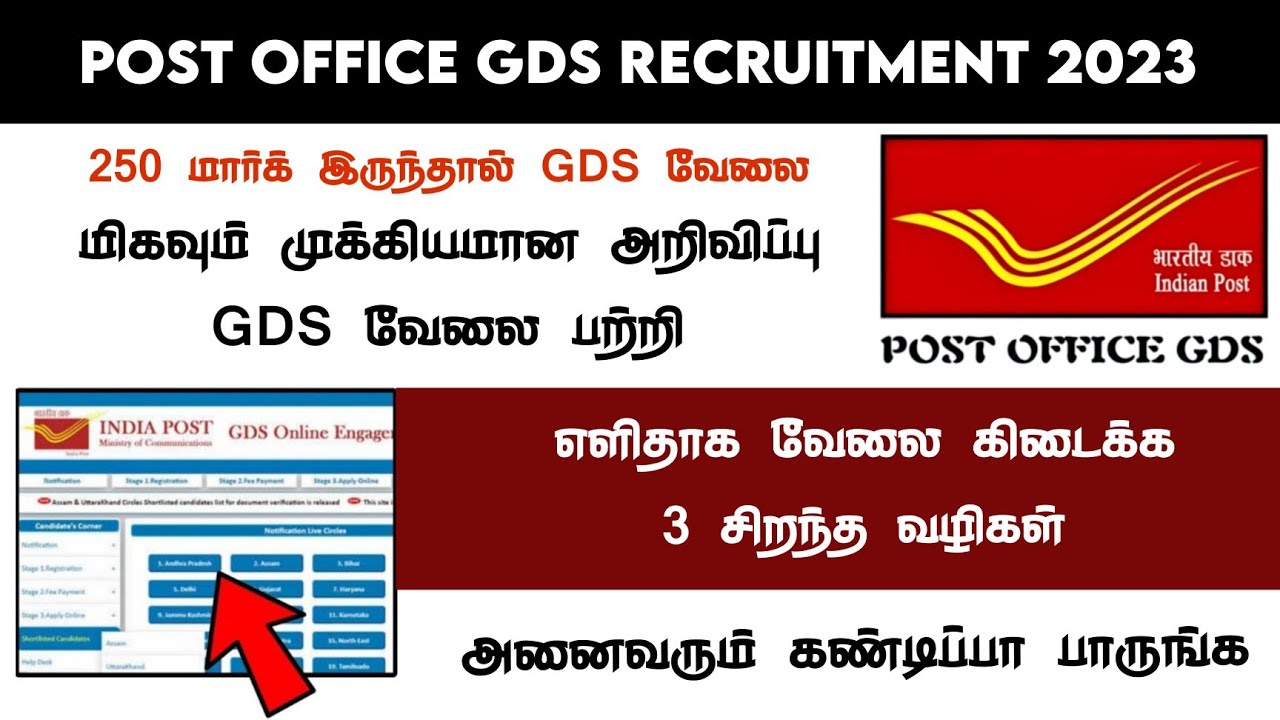 Post Office GDS Recruitment 2023 | 250 மார்க் இருந்தால் GDS வேலை ...