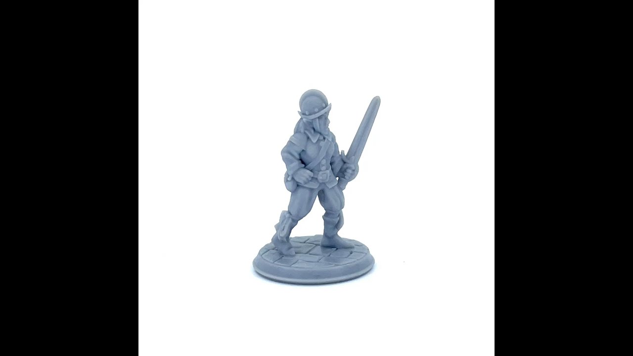 Half-elf fencer 3d printed resin miniature - YouTube