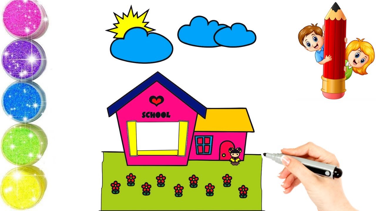 How to Draw School🏫| School drawing for Kids | Step by Step Easy | Art ...