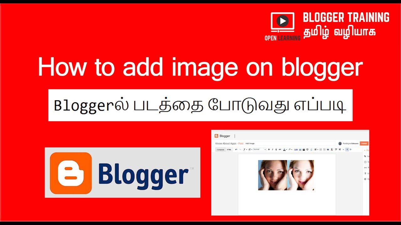 How to add image on blogger Tamil Tutorial - YouTube