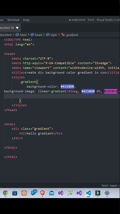 Create div background color gradient in Html and CSS #html #css #gradient #background #shorts ...
