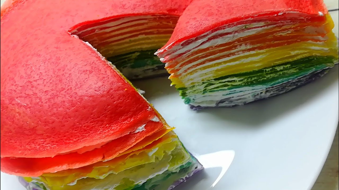 Rainbow Crepe Cake - How to make the most colourful cake - YouTube