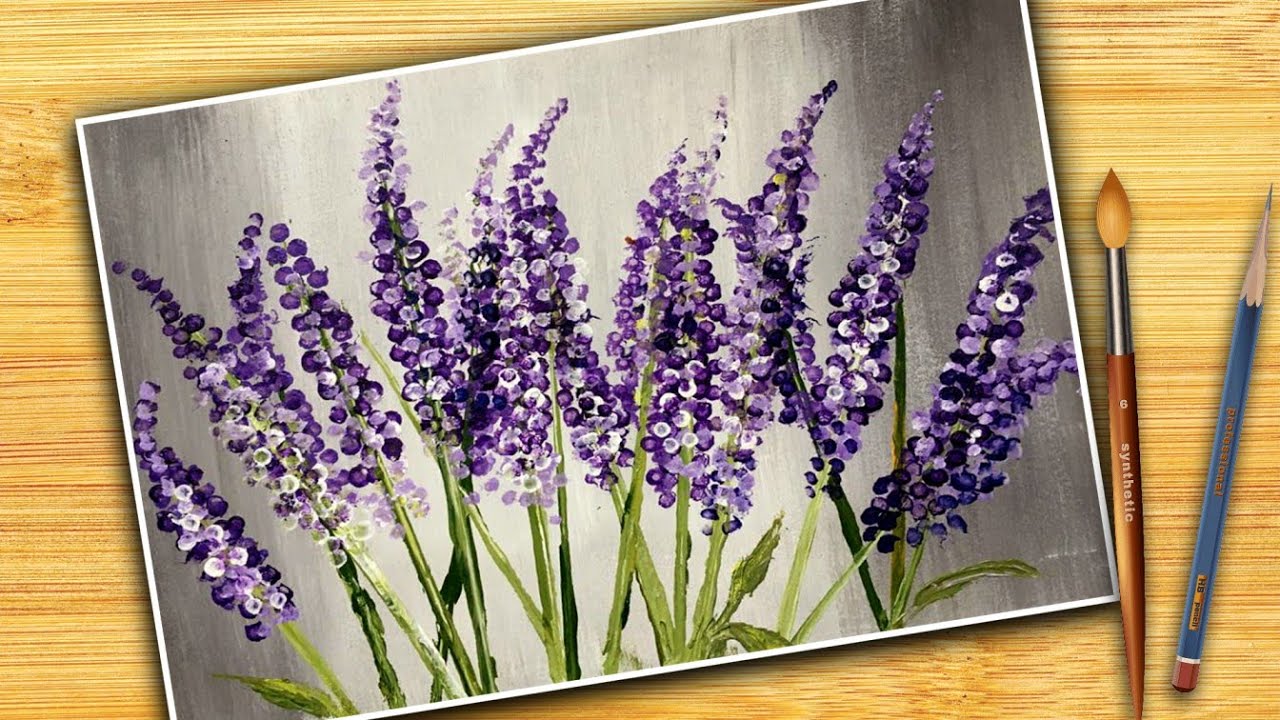 Lavender Painting with Q tips|Lavender Painting Acrylic| Easy lavender ...