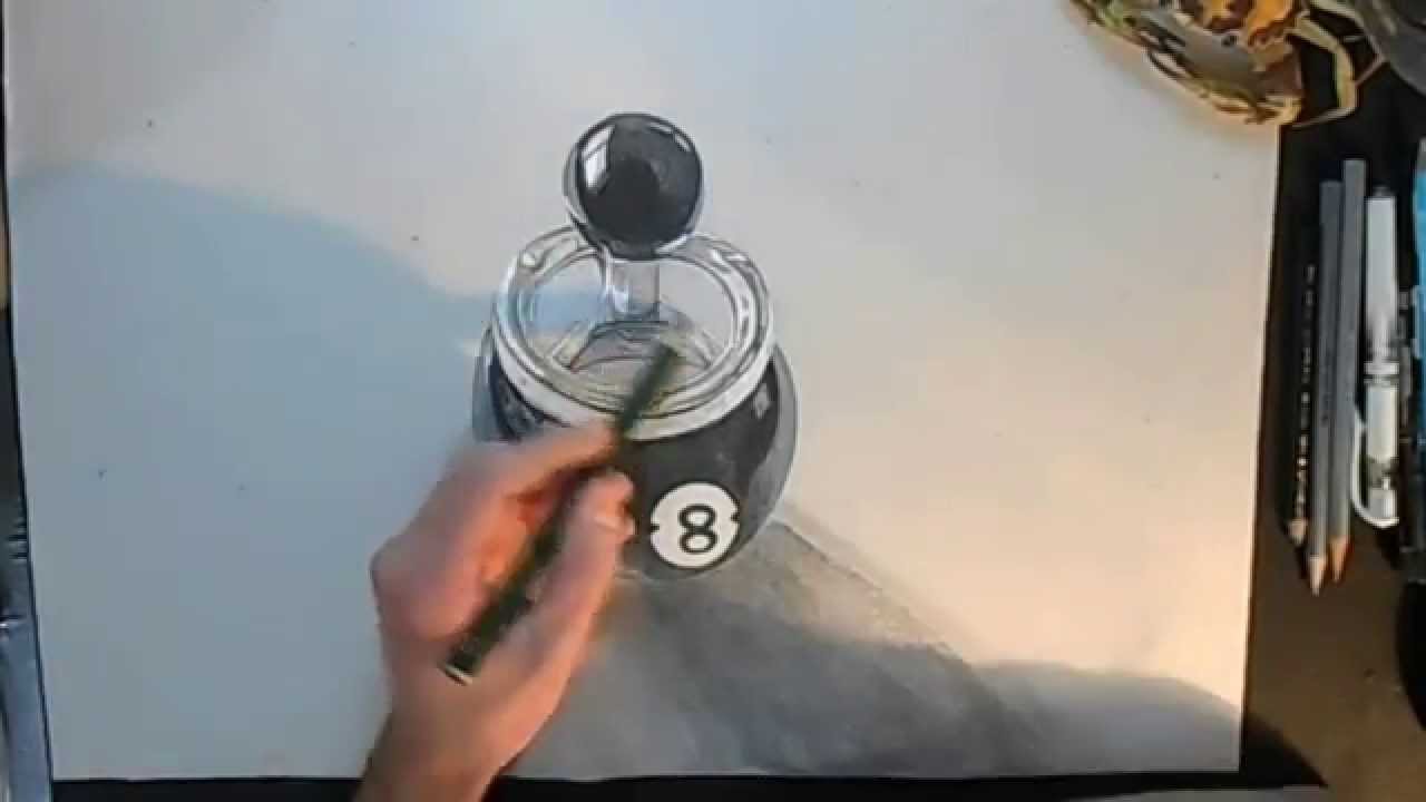 How to Draw 3D: BILLIARDS BALL - ball ashtray 8 - YouTube