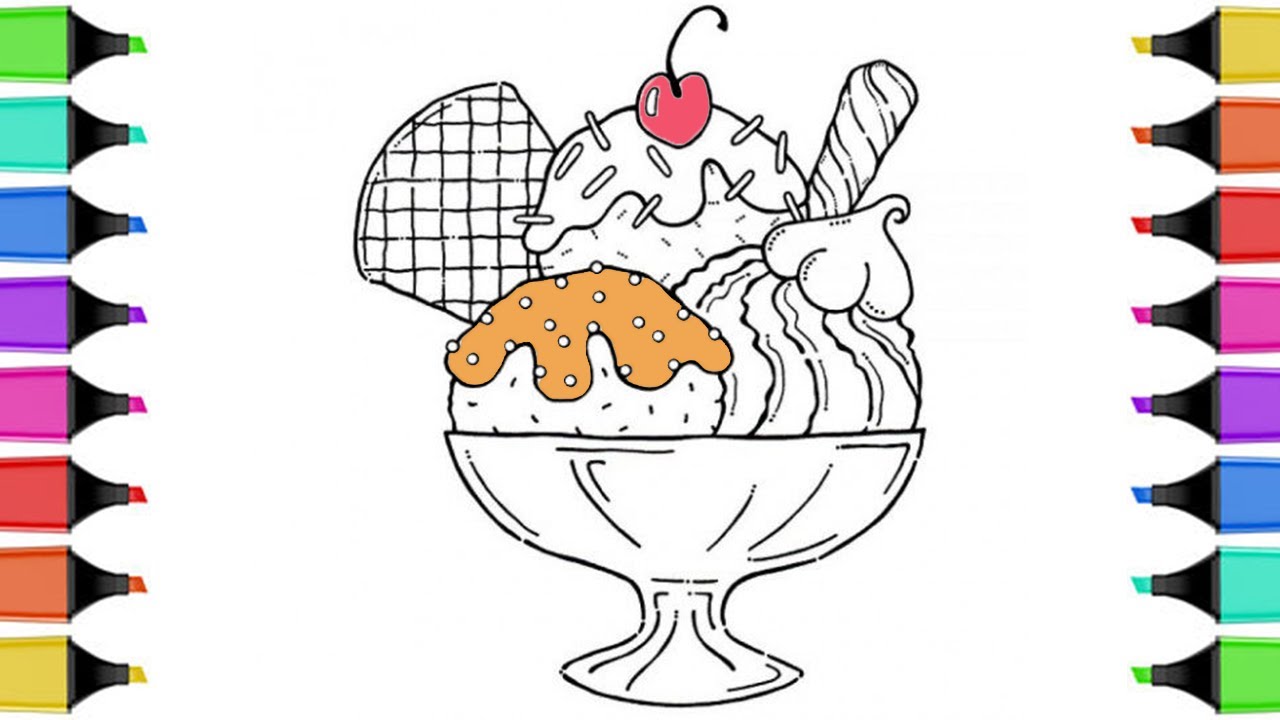 How To Draw an Ice Cream Coloring Pages For Kids | Kids Learn Drawing ...
