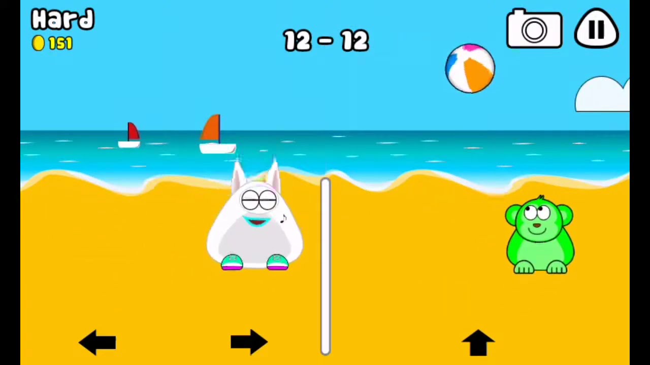 Lost to Green Monkey! Pou & Green Monkey Beach Volleyball Hard - YouTube