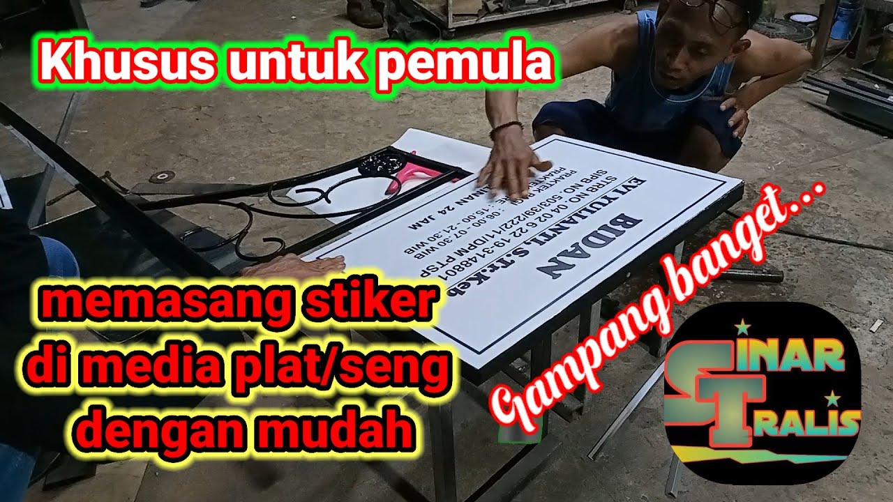 cara memasang stiker di plat besi - YouTube