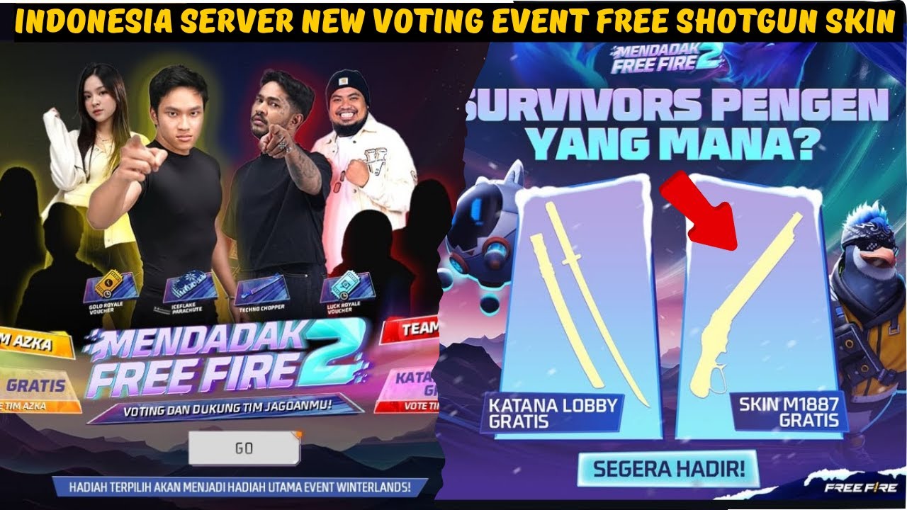 Indonesia server new voting event free m1887 skin 🔥 ff Indonesia server ...