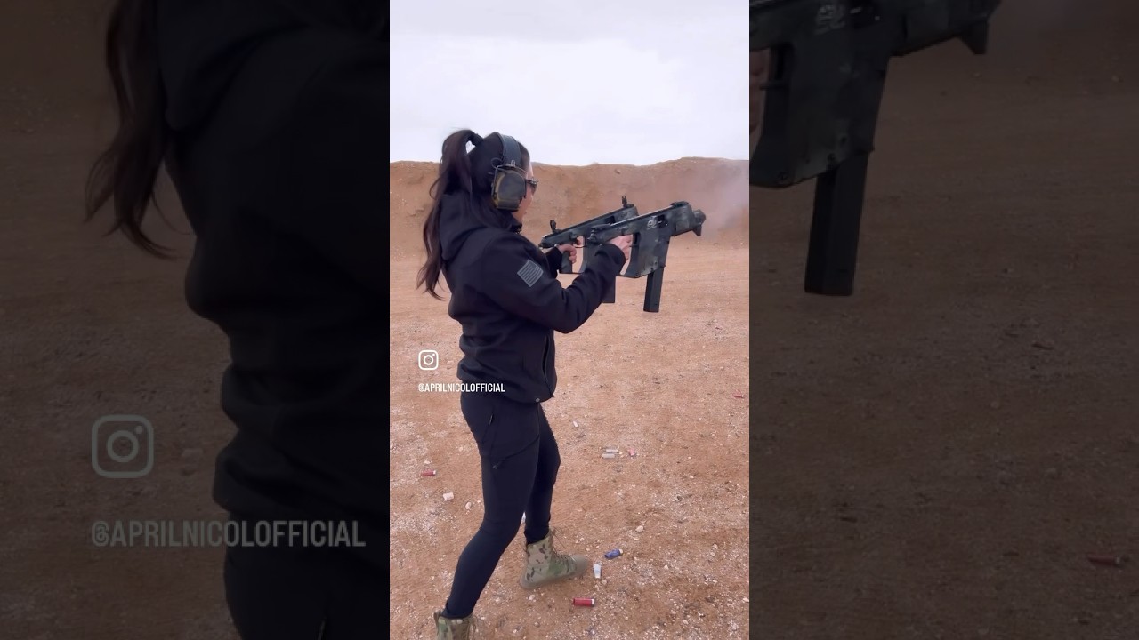 April Nicol- Roze Operator from Call of Duty doing akimbo Kriss Vectors ...