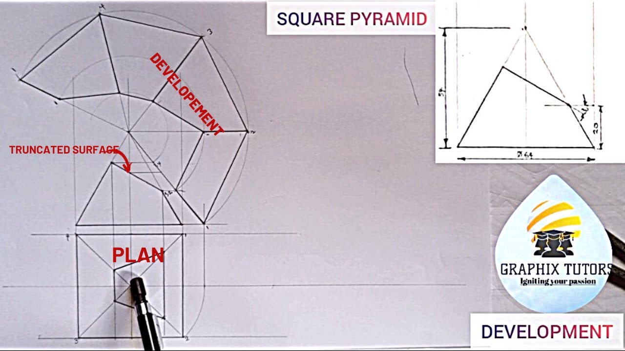 Development Of a Square Pyramid when true length of the edge is not ...
