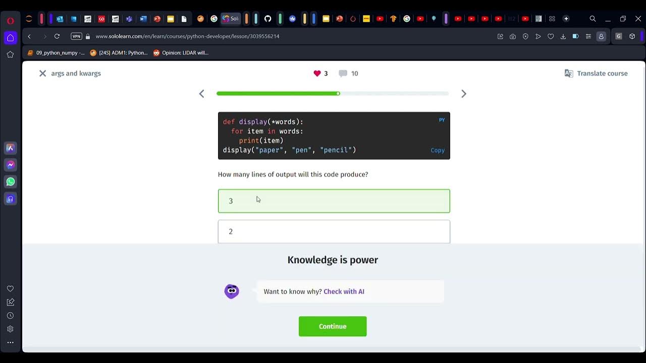 66 args and kwargs | Python Developer | Sololearn - YouTube