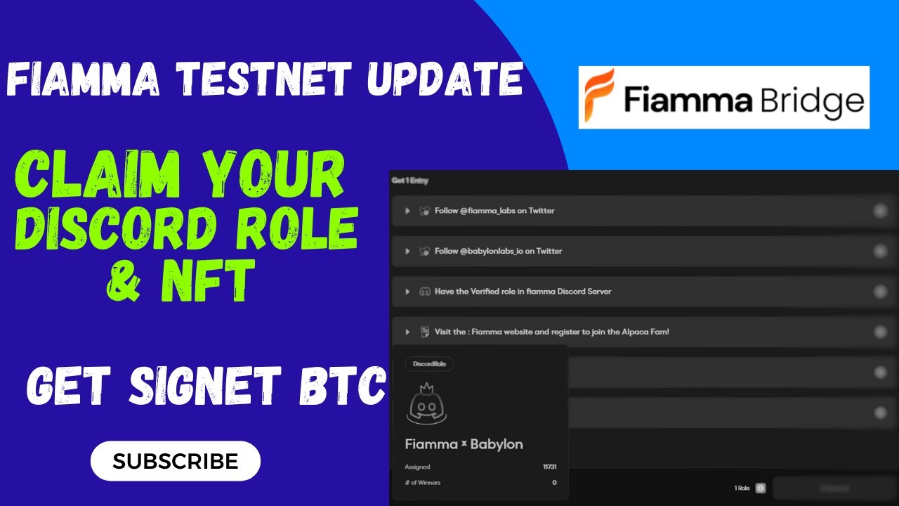 Fiamma Testnet Update|| Claim Discord Role and Signet Faucet || Mama ...