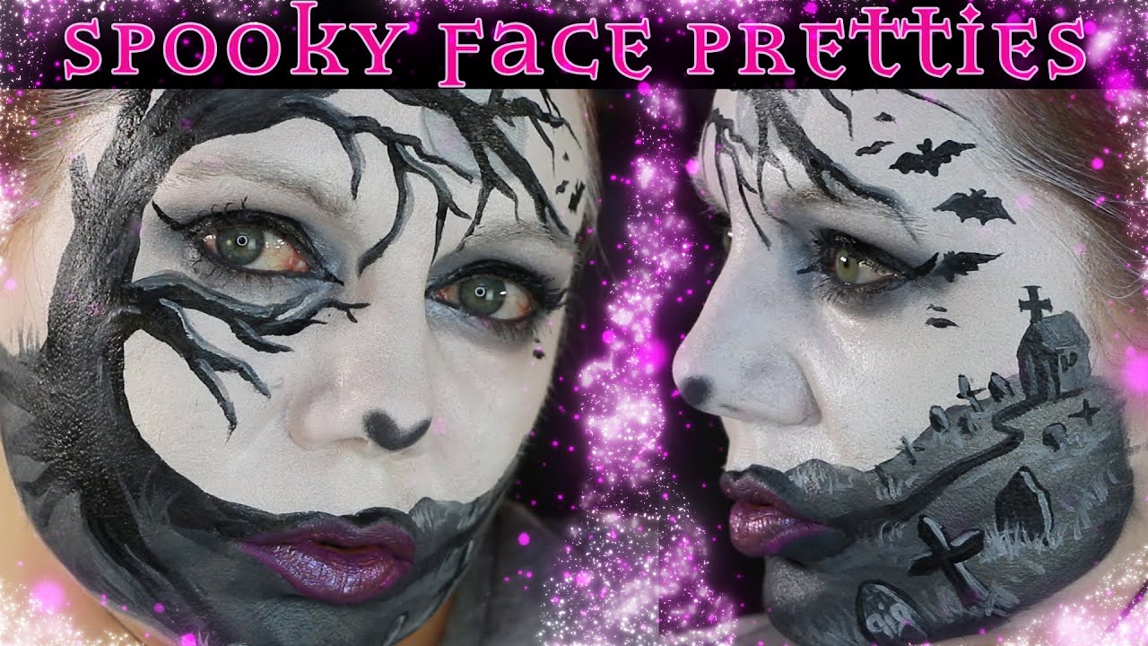Halloween Graveyard Face Paint - Spooky Face Painting Idea - YouTube
