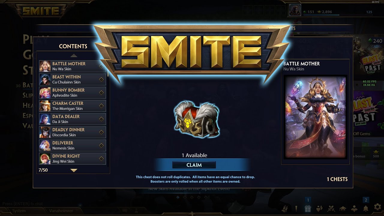 SMITE! 🔴 Skin Selection Box All SKINS! 🔴 Blast from the Past : Battle ...