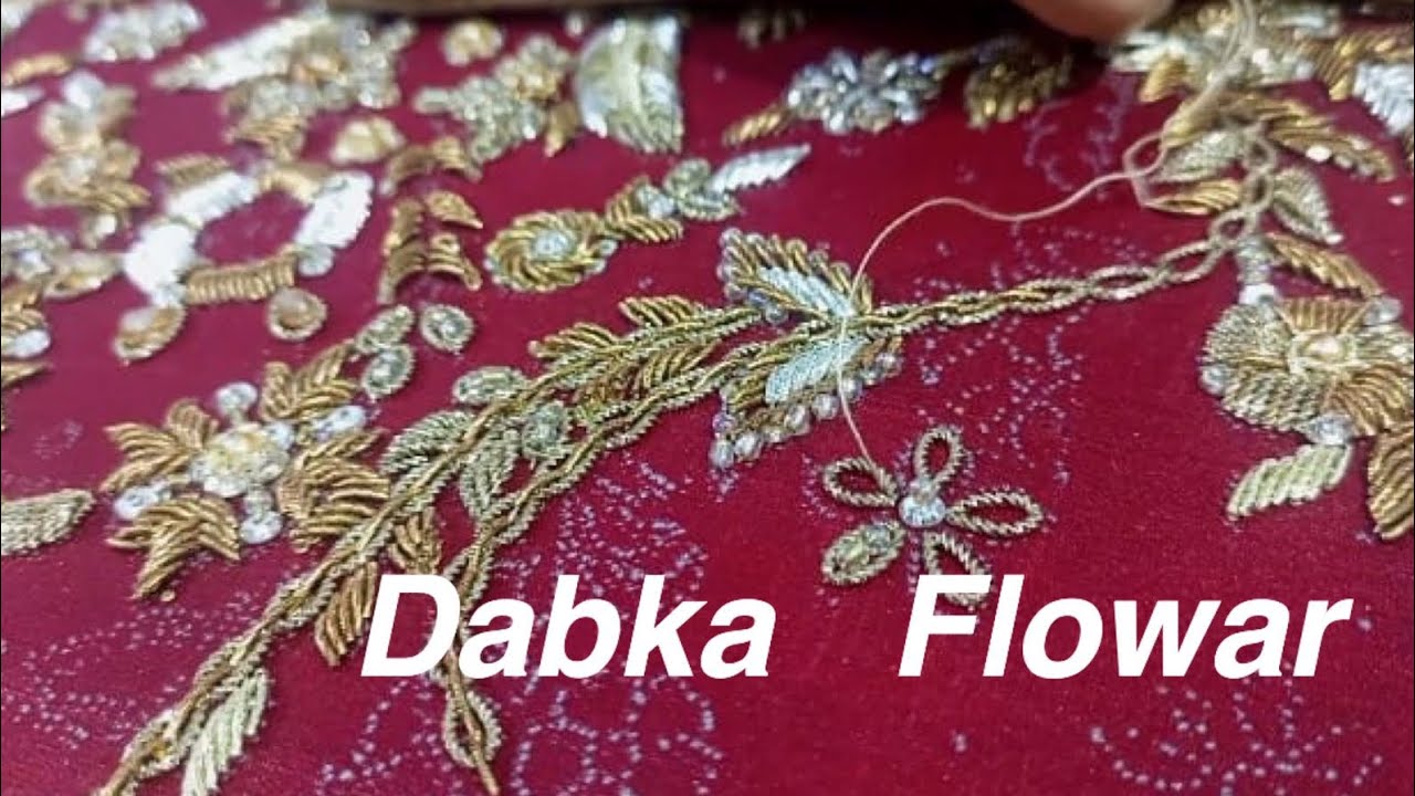 dabka flowar setting bridal dress - YouTube