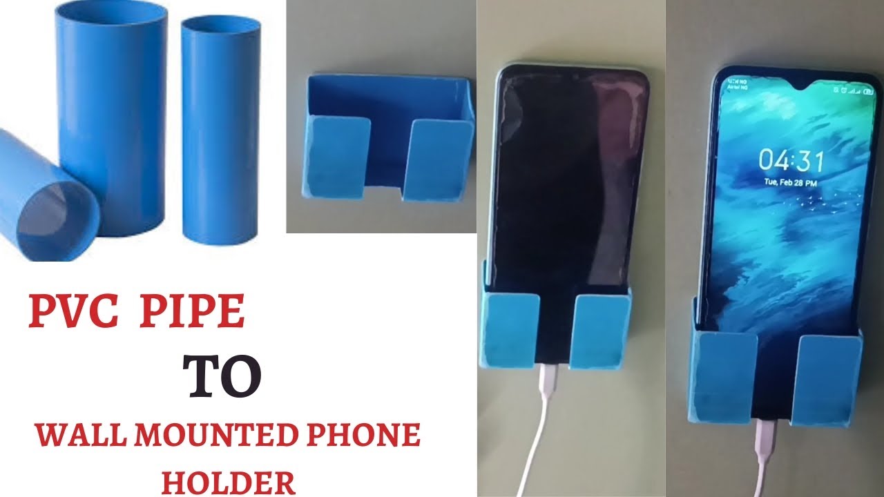 Amazing idea using PVC pipe/ diy wall mounted phone holder - YouTube