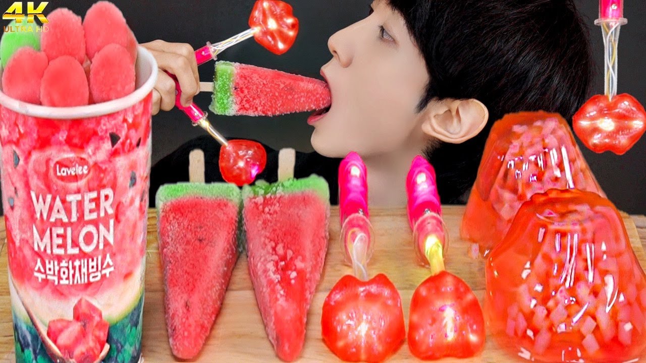 Asmr Ice Cream Red Party 다양한 레드 아이스크림 캔디 젤리 먹방 Candy Jelly Desserts