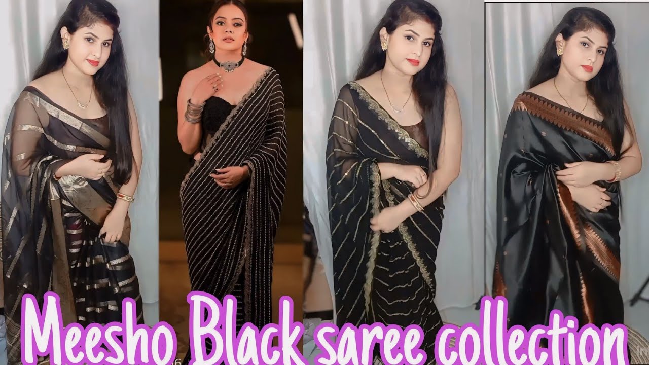 Meesho saree Haul||meesho Black saree collection @Meesho - YouTube