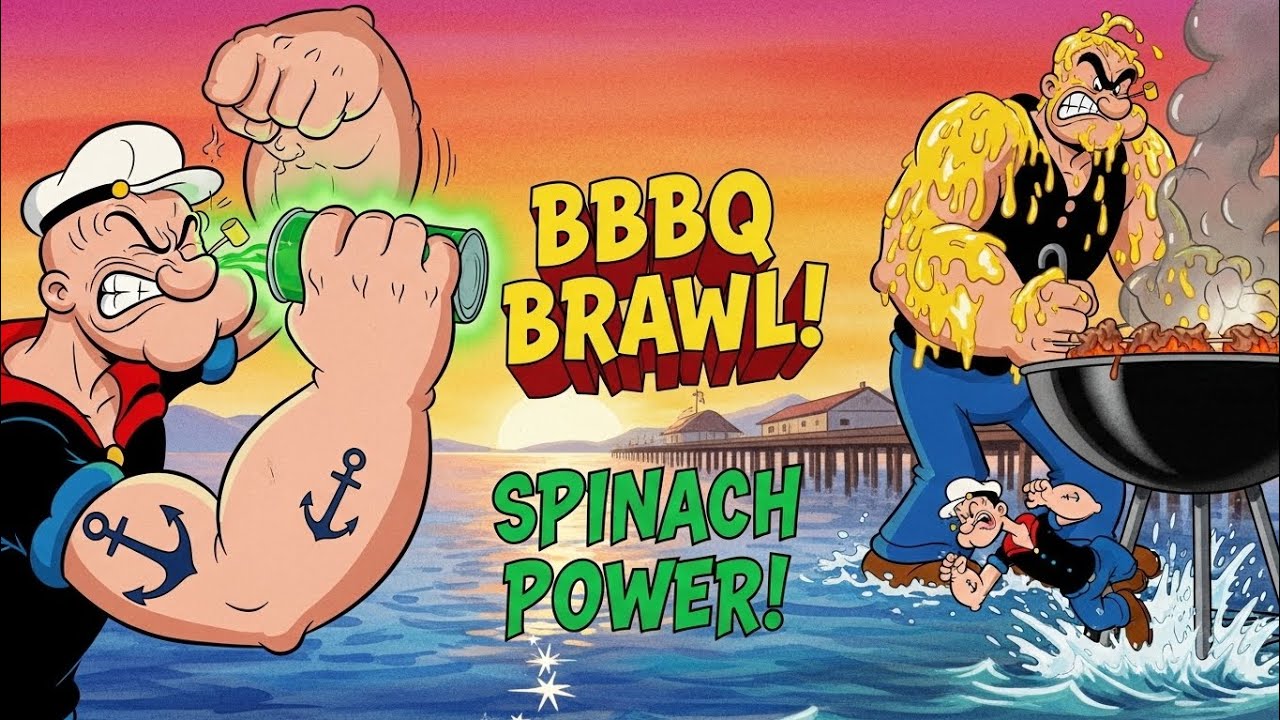 The Classic Hook Popeye vs Bluto The Ultimate BBQ Brawl 1940s Style ...