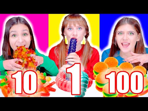 ASMR One, Ten Or 100 Mukbang Food Challenge By LiLiBu