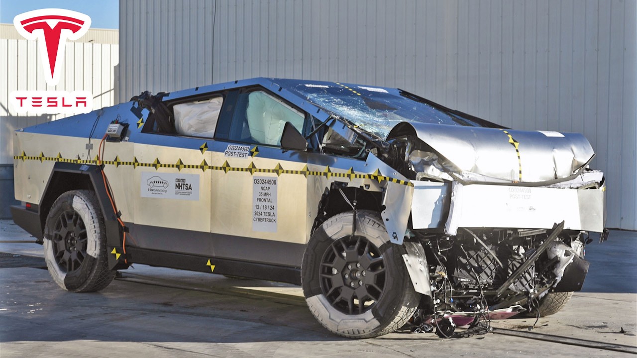 Tesla Cybertruck - Crash test, Frontal, Vehicle into Barrier - YouTube