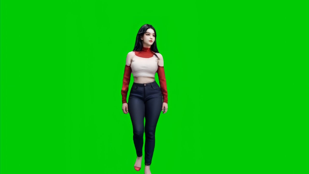 Green screen girl walking video | Cartoon girl walking green screen ...