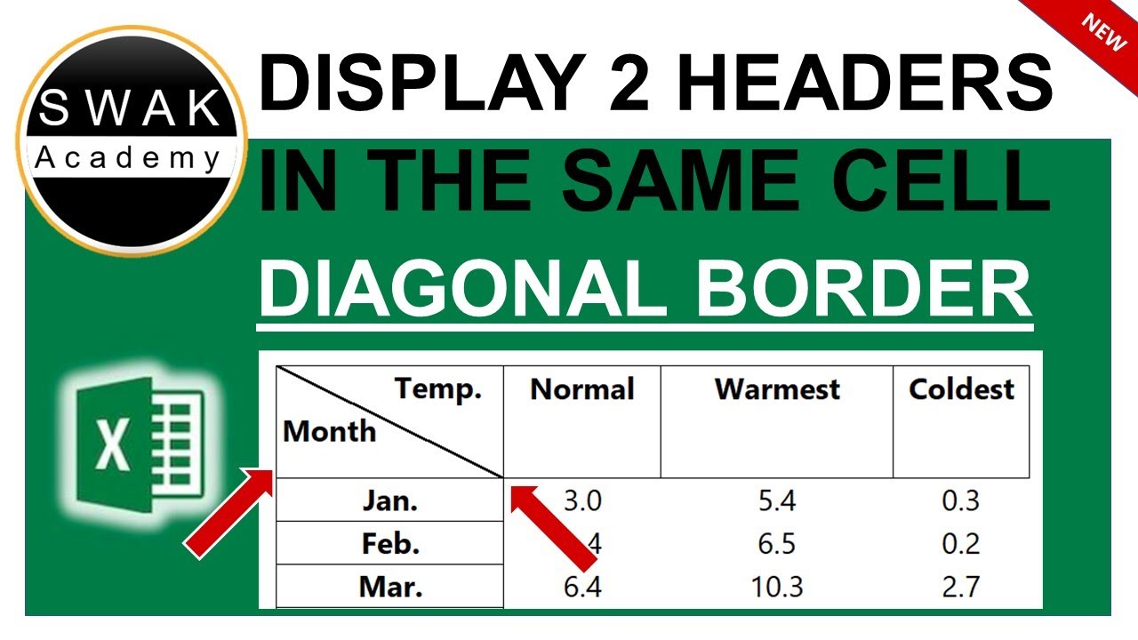 👍 DISPLAY 2 HEADERS IN THE SAME CELL - DIAGONAL BORDER - YouTube