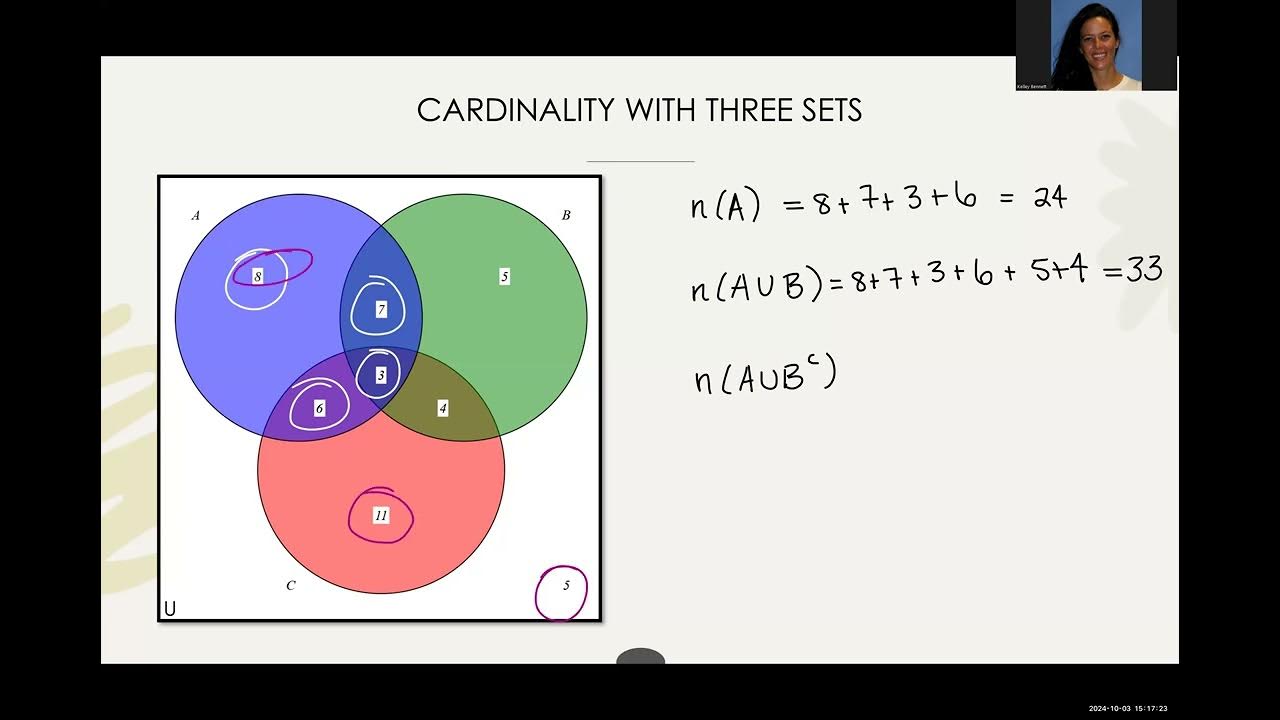 Cardinality Venn Diagram - Three Sets Unions Intersections and Complements - YouTube