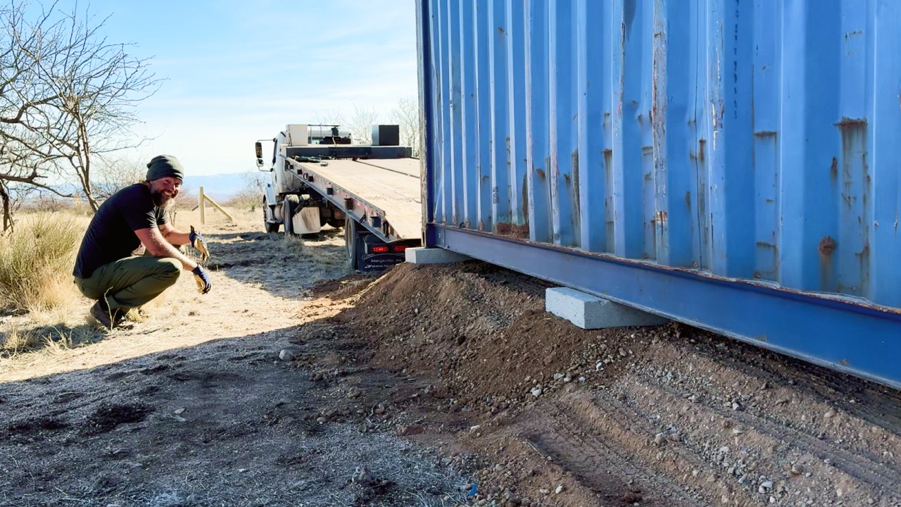 IT'S HERE! Adali's Goat Barn Shipping Container Gets Delivered - YouTube