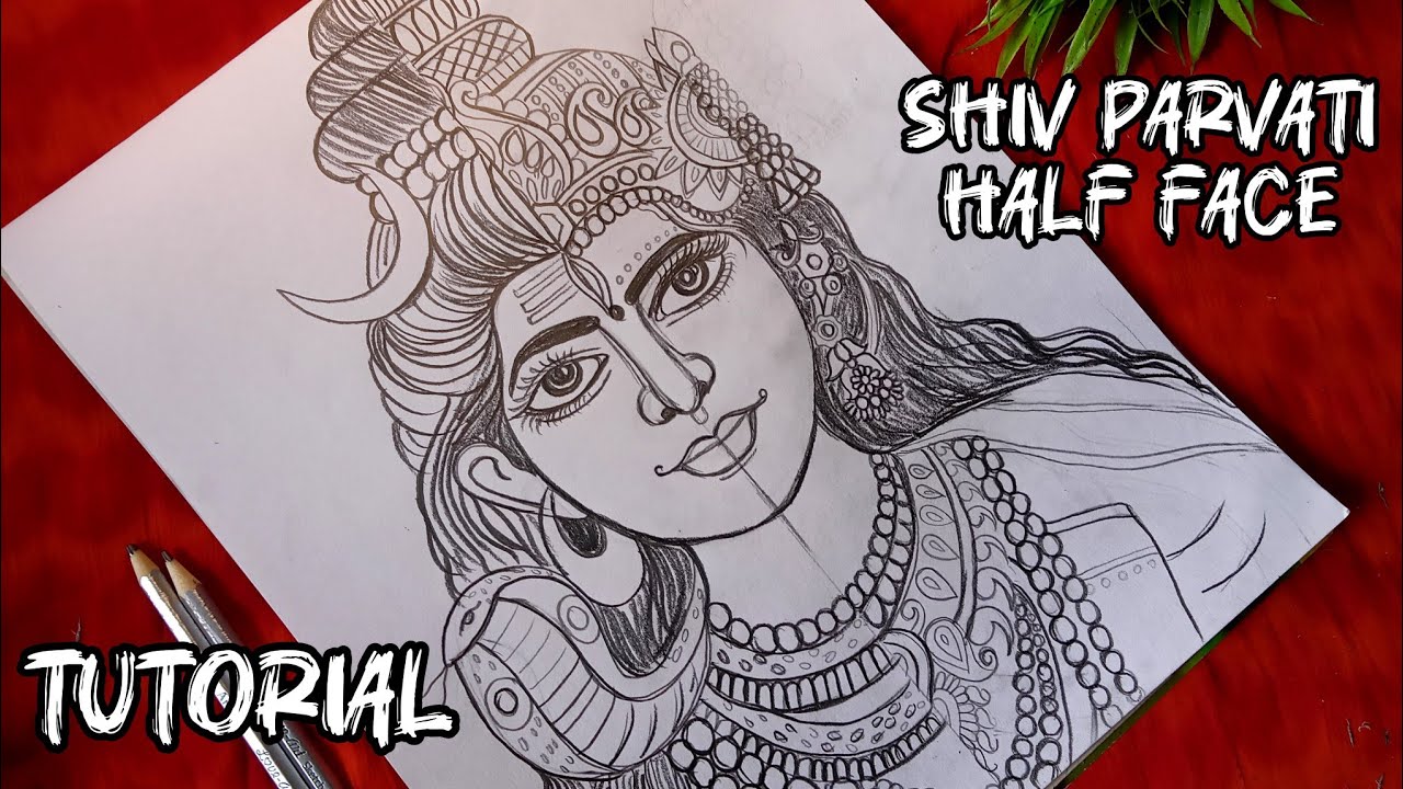 SHIV PARVATI || Half Face || Tutorial || Supriya art's - YouTube