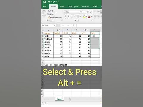 SUM formula in excel - Excel Tips & Tricks -@todfodeducation - YouTube