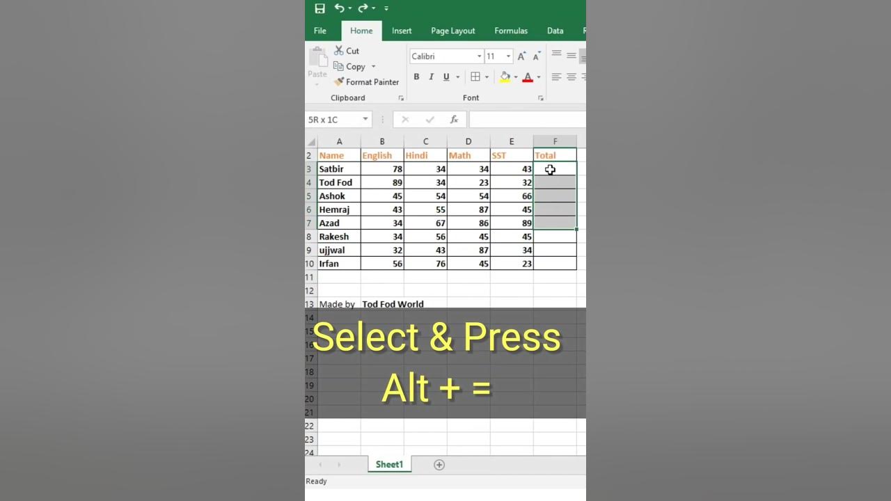 SUM formula in excel - Excel Tips & Tricks -@todfodeducation - YouTube