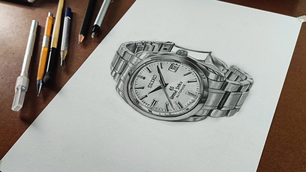 Realistic watch drawing || sketch of watch - YouTube