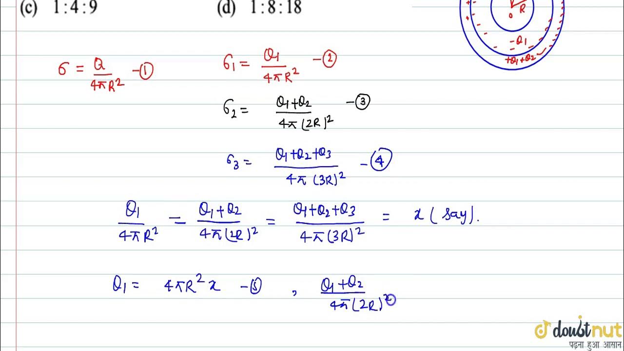 Three concentric metallic spherical shells of radii R, 2R, 3R, are given charges ` - YouTube