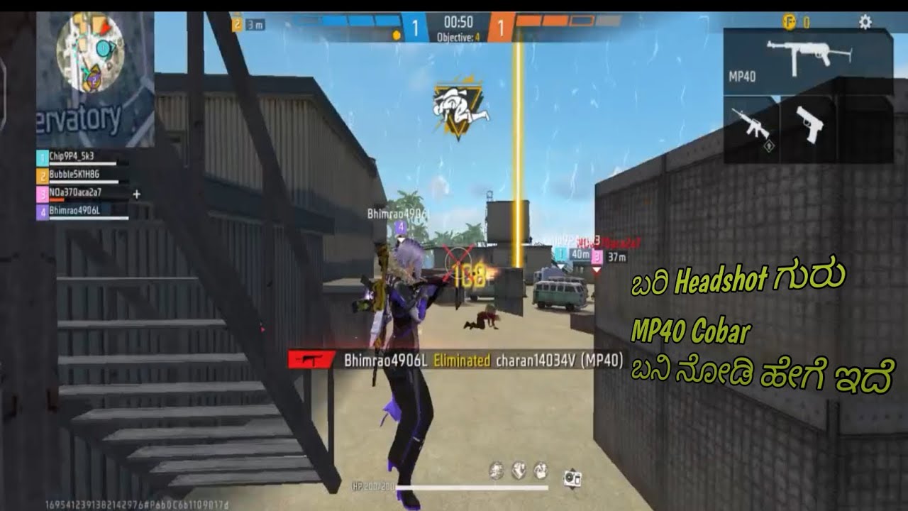 MP40 Cobar gun skin Gameplay headshot free fire Max CS Ranked pushing ...