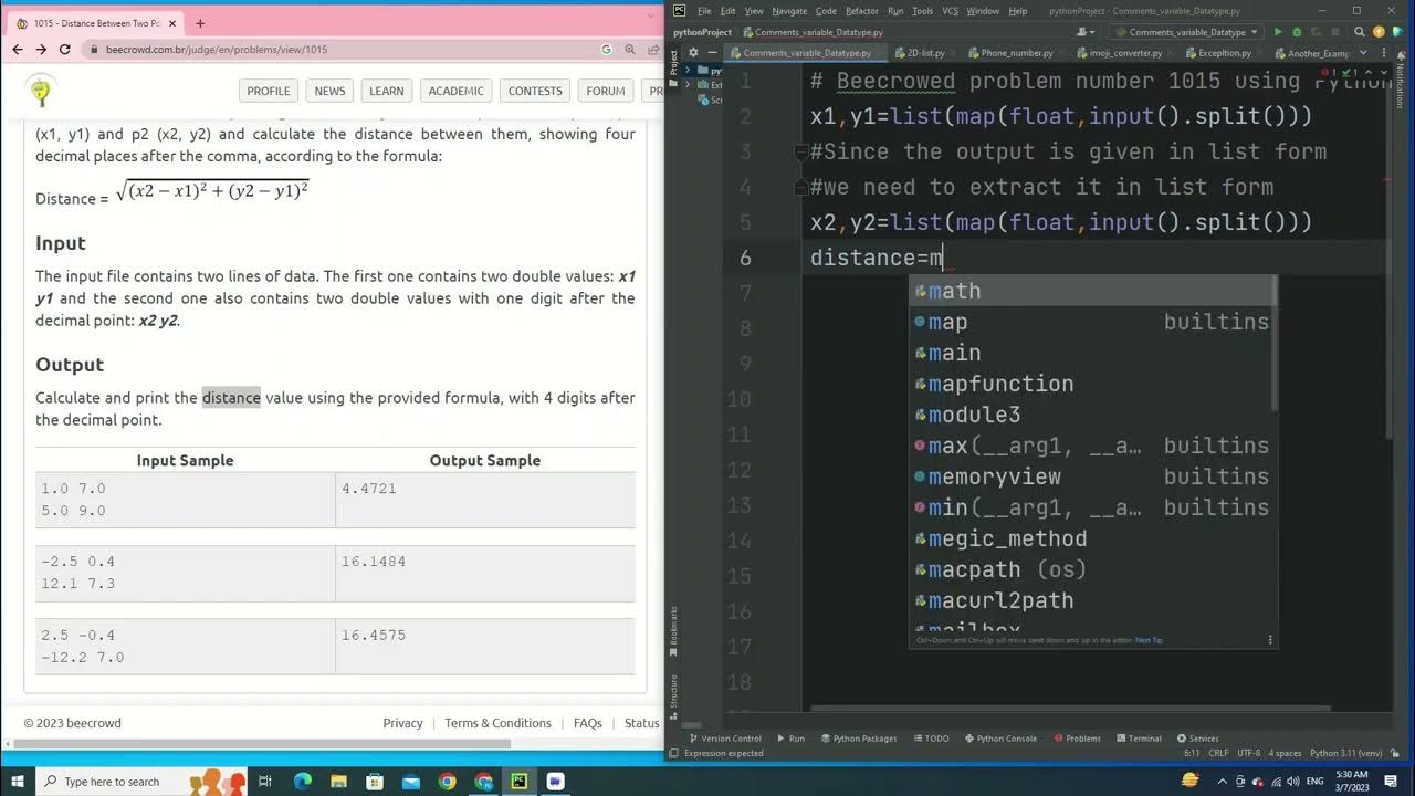 BeeCrowd Solution Problem No : 1015 II URI for beginner - YouTube