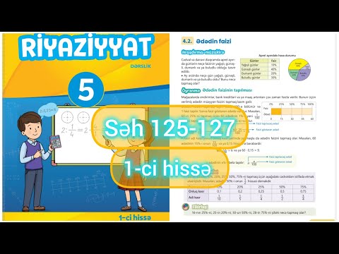 5-ci sinif Riyaziyyat dərslik səh 125,126,127. 1-ci hissə. Ədədin faizi