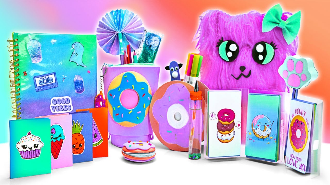12 CUTE😻 SCHOOL HACKS AND COLORFUL DIY CRAFTS WITH SCHOOL SUPPLIES 📚📕📗🖋 ...