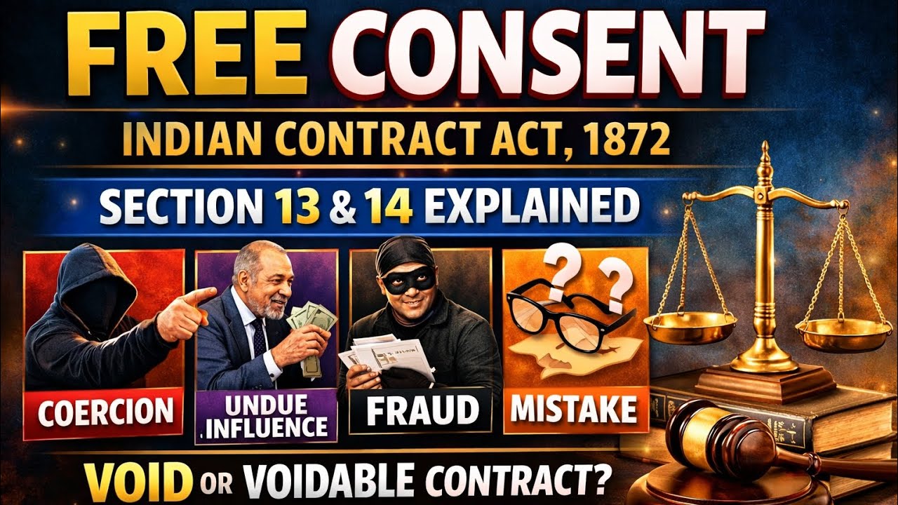Free Consent Under Indian Contract Act 1872 | Section 13 & 14 Explained ...