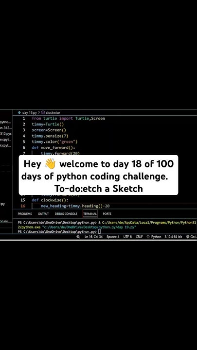etch-a-sketch day18 of 100 days of coding challenge #python #shorts #gamedev - YouTube