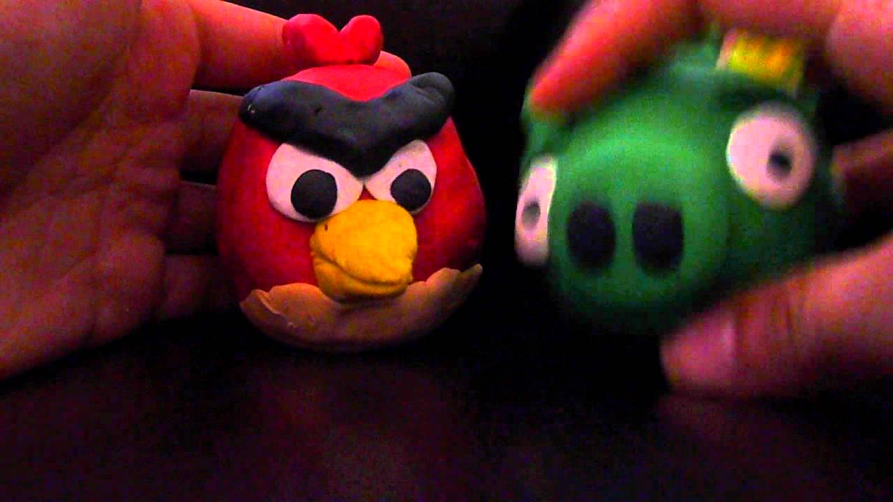angry birds clay models- red bird and king pig - YouTube