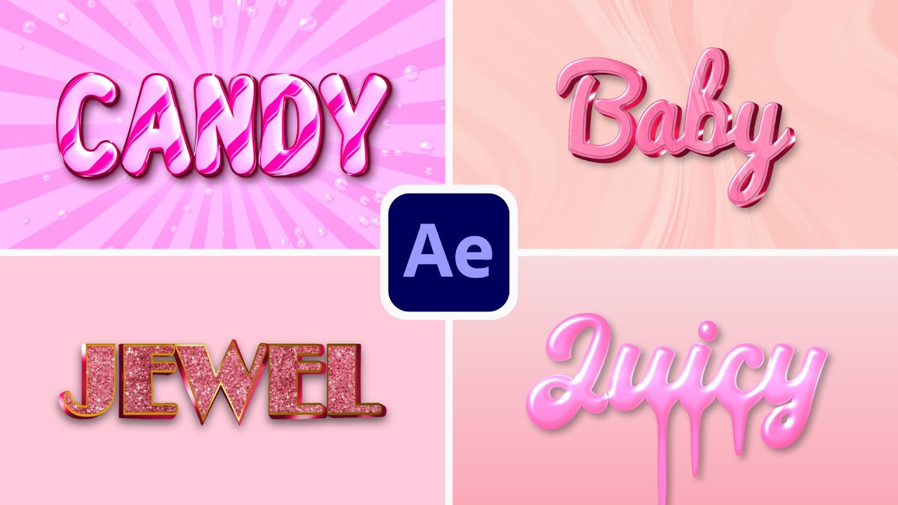 4 Girly Typography TEXT Templates After Effects 2024 ( After effects ...