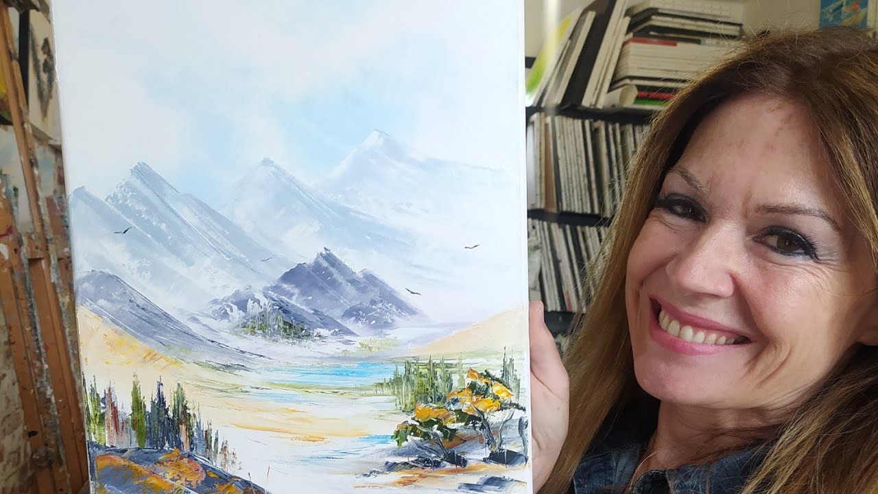 PEINDRE DES MONTAGNES FAÇON "AQUARELLE" par Nelly LESTRADE - YouTube