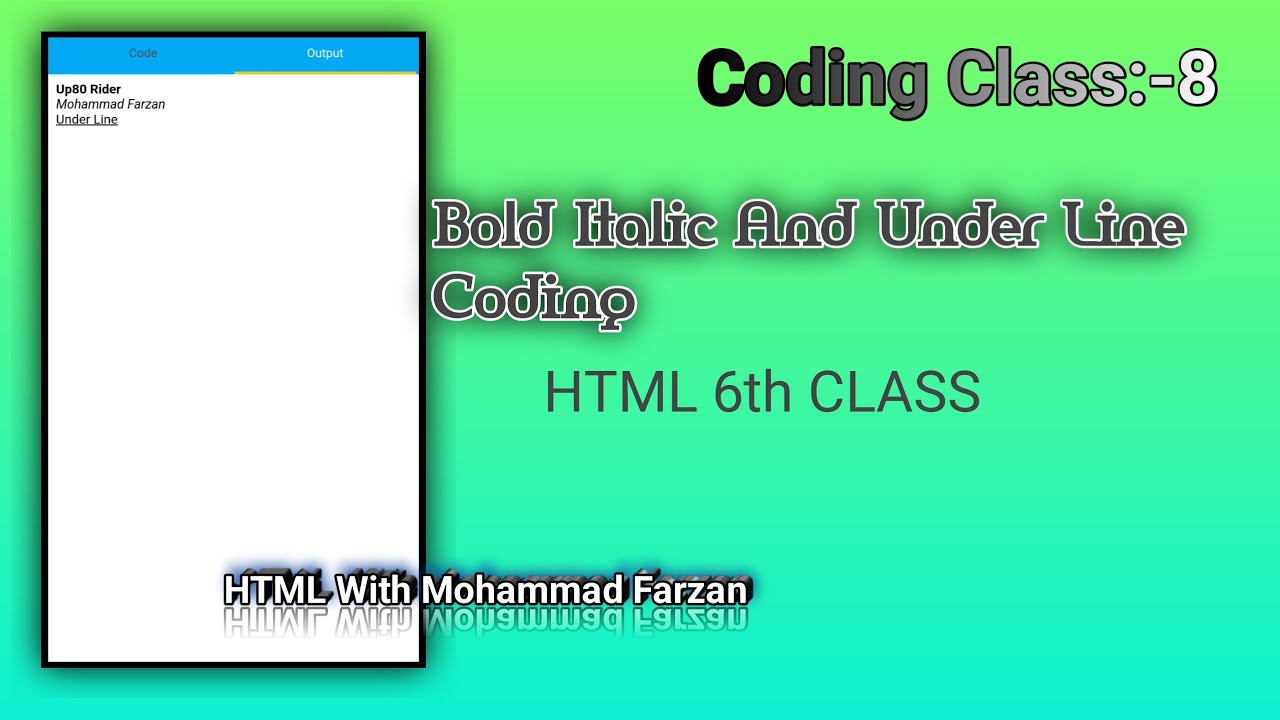 Bold Italic And Under Line Coding (Font ko Bold Italic And Under Line ...