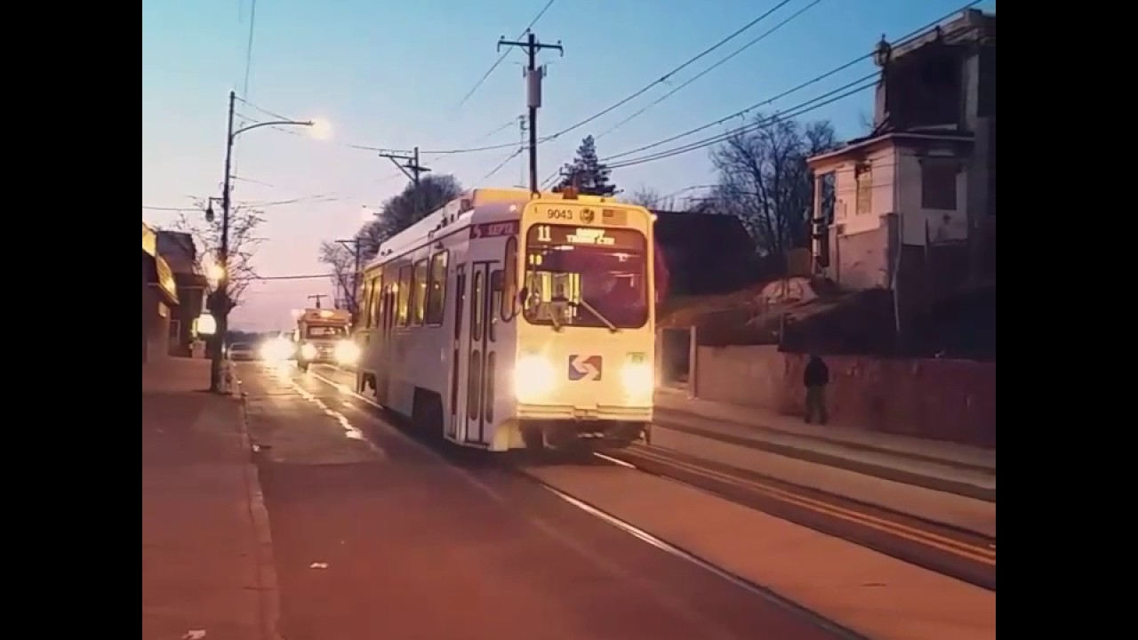 SEPTA: Trolley #9043 on Route 11 - YouTube